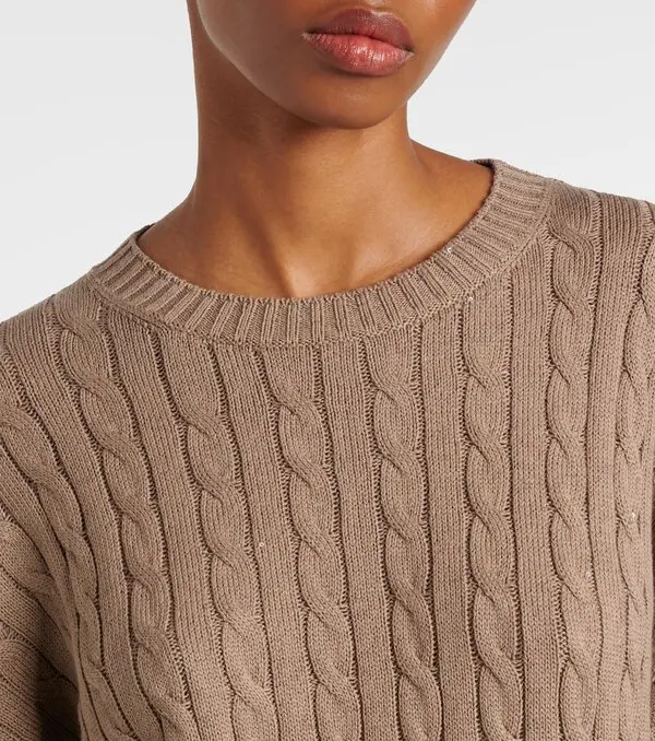 Brunello Cucinelli Cotton-blend Cable Knit Sweater - Brown