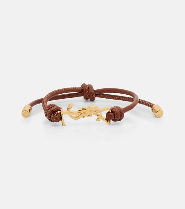 Saint Laurent Cassandre Leather Bracelet - Brown