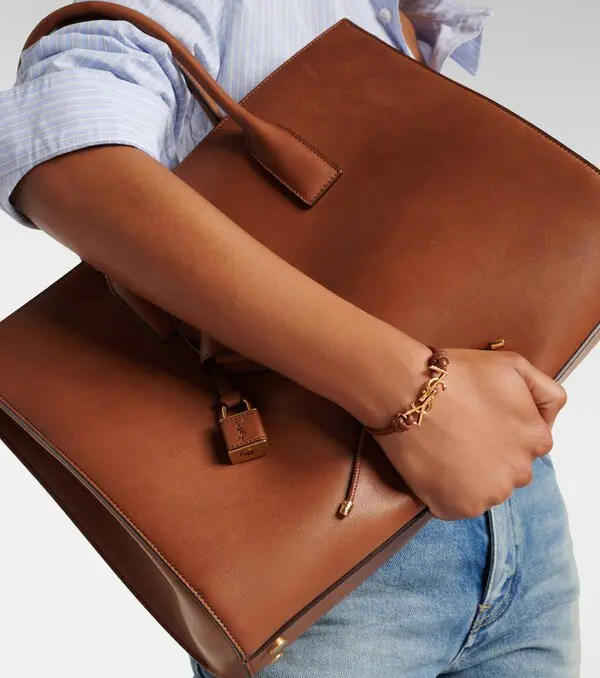 Saint Laurent Cassandre Leather Bracelet - Brown