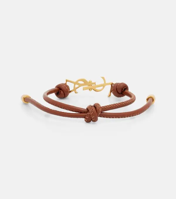 Saint Laurent Cassandre Leather Bracelet - Brown