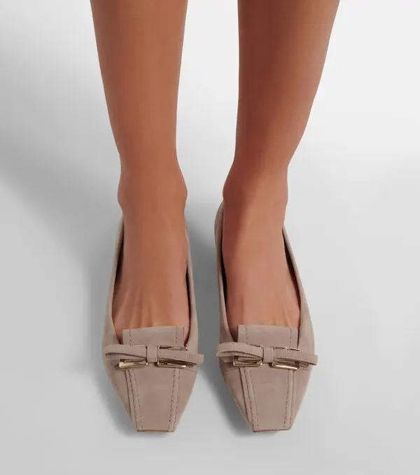 ROGER VIVIER Trompette Suede Ballet Flats - Grey