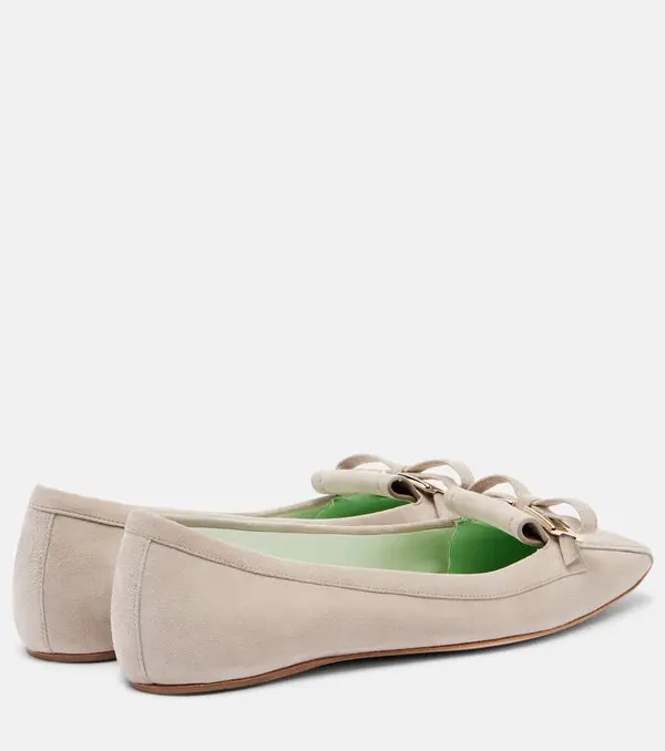 ROGER VIVIER Trompette Suede Ballet Flats - Grey