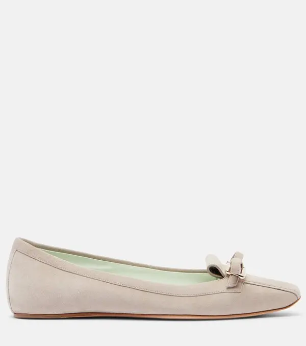 ROGER VIVIER Trompette Suede Ballet Flats - Grey