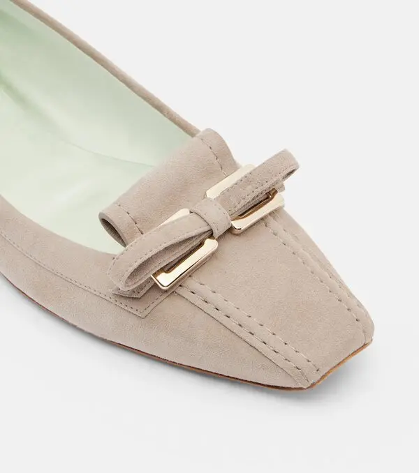 ROGER VIVIER Trompette Suede Ballet Flats - Grey