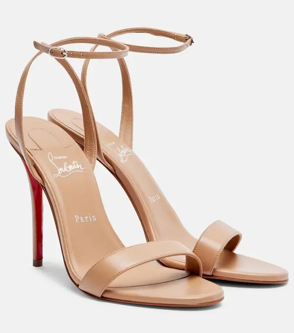 CHRISTIAN LOUBOUTIN Miss Z 100 Leather Sandals - Beige