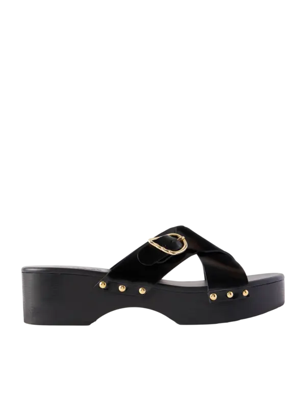 ANCIENT GREEK SANDALS Marilisa Sabot Leather Clogs - Black
