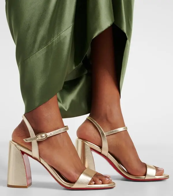CHRISTIAN LOUBOUTIN Miss Jane 85 Metallic Leather Sandals