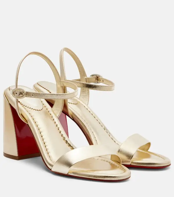 CHRISTIAN LOUBOUTIN Miss Jane 85 Metallic Leather Sandals - Gold