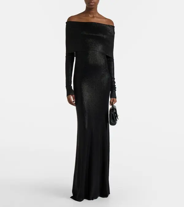 Balenciaga Off-shoulder Maxi Dress - Black