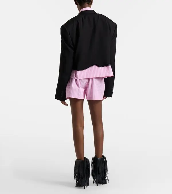 Balenciaga Striped Cotton Poplin Boxer Shorts