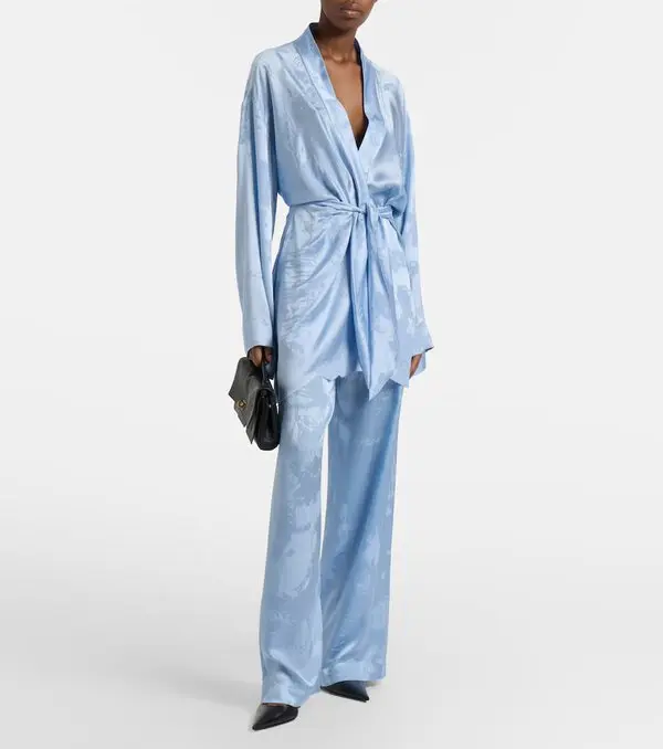 Balenciaga Silk Wrap Dress - Blue