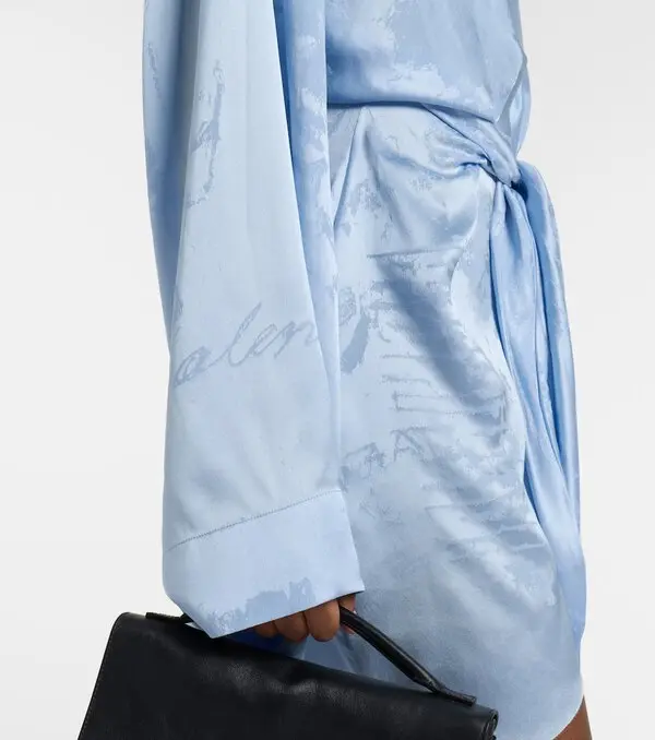 Balenciaga Silk Wrap Dress - Blue