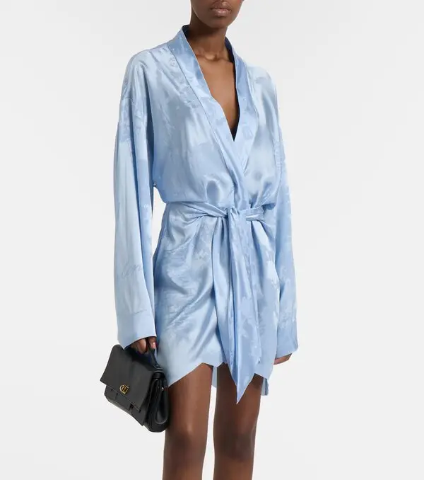 Balenciaga Silk Wrap Dress - Blue