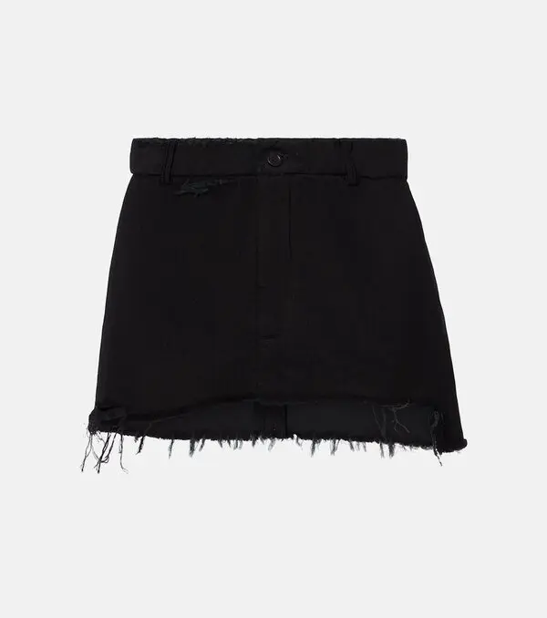 Balenciaga Distressed Denim Miniskirt - Black