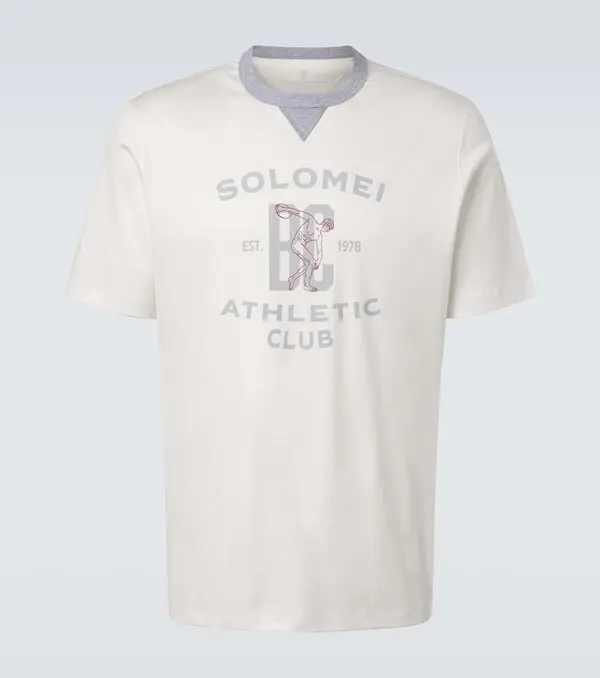 Brunello Cucinelli Printed Cotton Jersey T-shirt - White