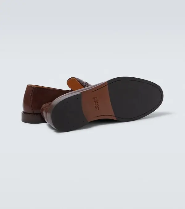 Brunello Cucinelli Woven Leather Penny Loafers - Brown