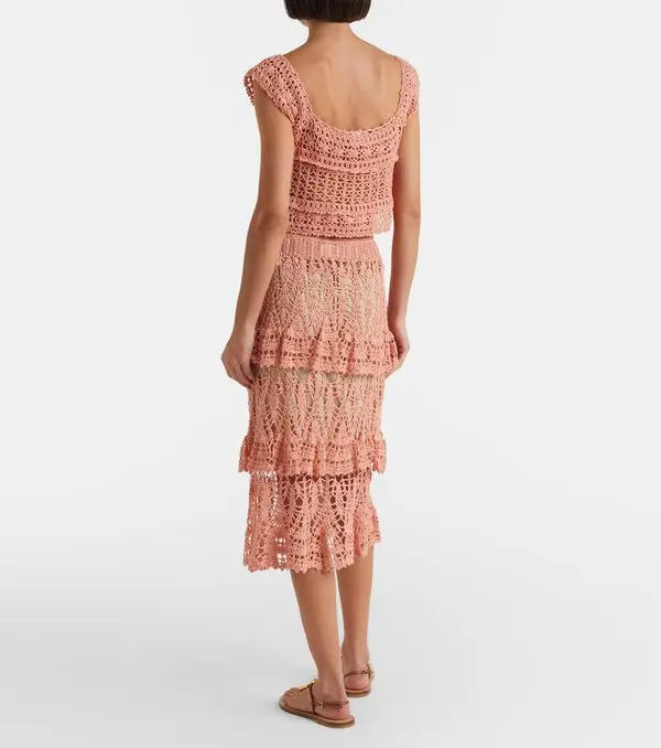 Anna Kosturova Elsie Crochet Cotton Midi Skirt