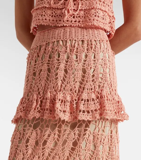 Anna Kosturova Elsie Crochet Cotton Midi Skirt