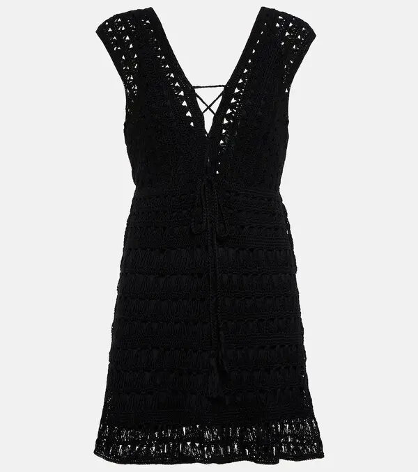 Anna Kosturova Jennifer Crochet Cotton Mini Dress - Black