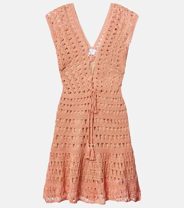 Anna Kosturova Jennifer Crochet Cotton Mini Dress - Pink