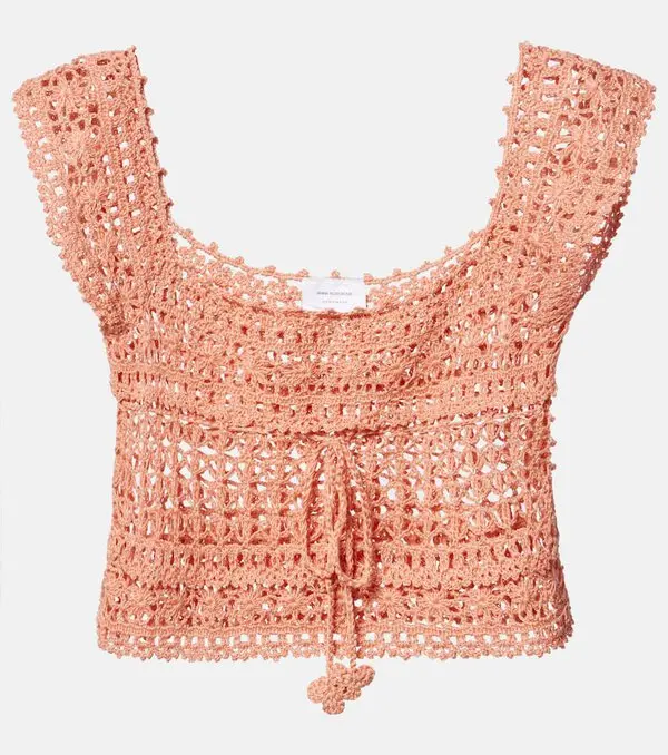 Anna Kosturova Deauville Crochet Crop Top - Pink