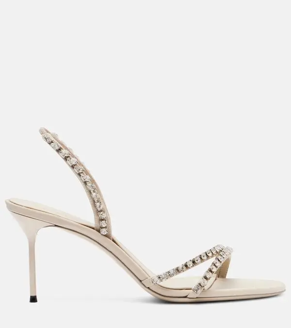 Paris Texas Lidia 70 Crystal-embellished Mules - Beige