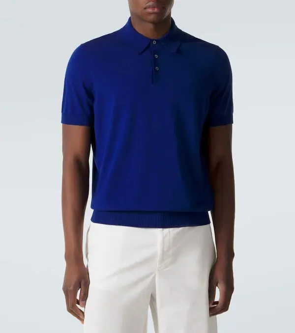 Dunhill Cotton And Silk Polo Shirt - Blue