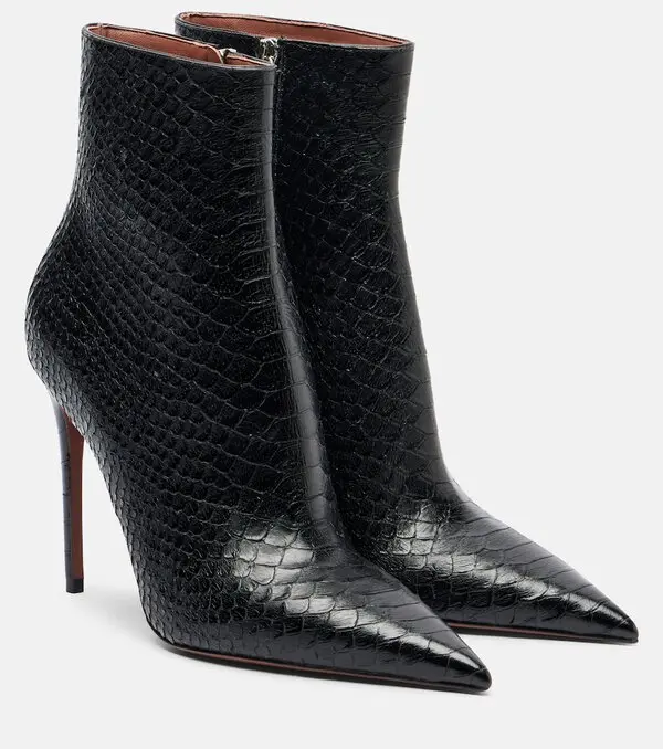 Paris Texas Vera 105 Snake-effect Leather Ankle Boots - Black