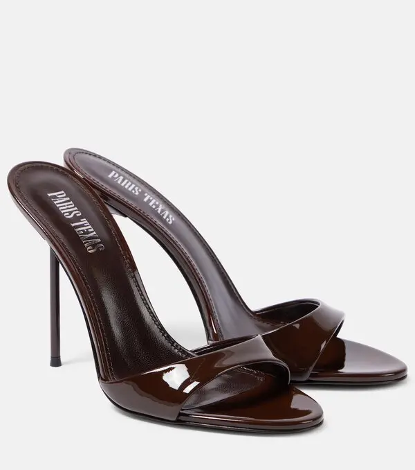 Paris Texas Lidia 105 Patent Leather Mules - Brown