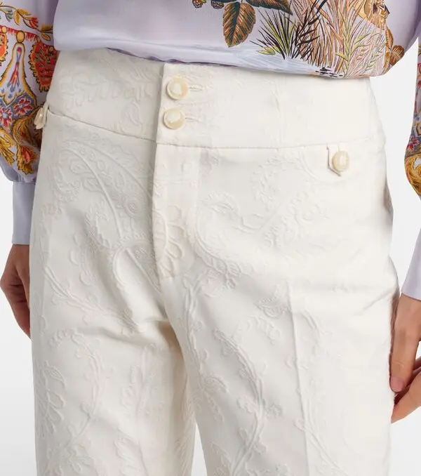 Etro Paisley Jacquard Cropped Flare Jeans