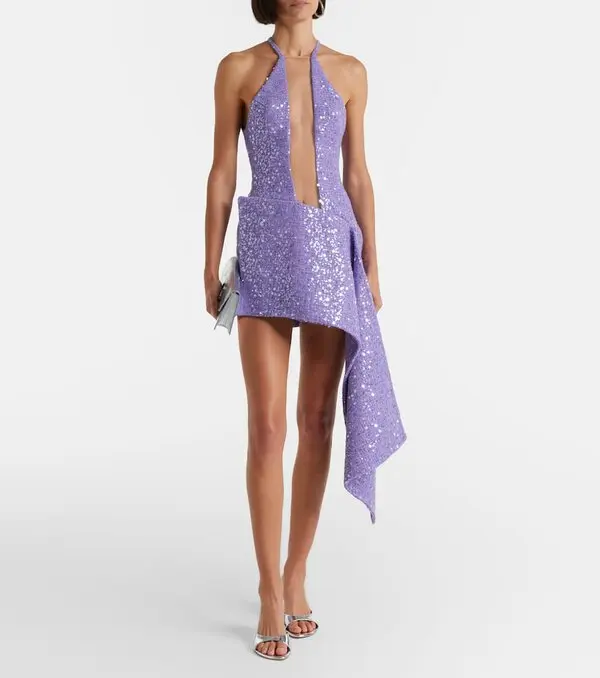 David Koma Draped Sequined Minidress