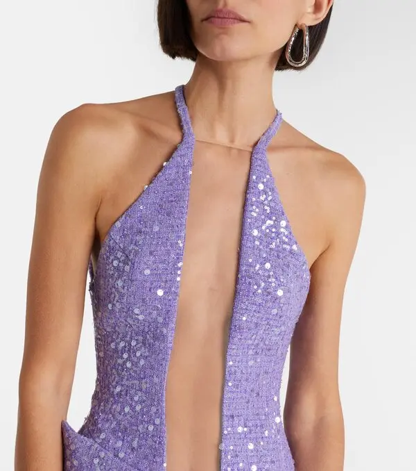 David Koma Draped Sequined Minidress