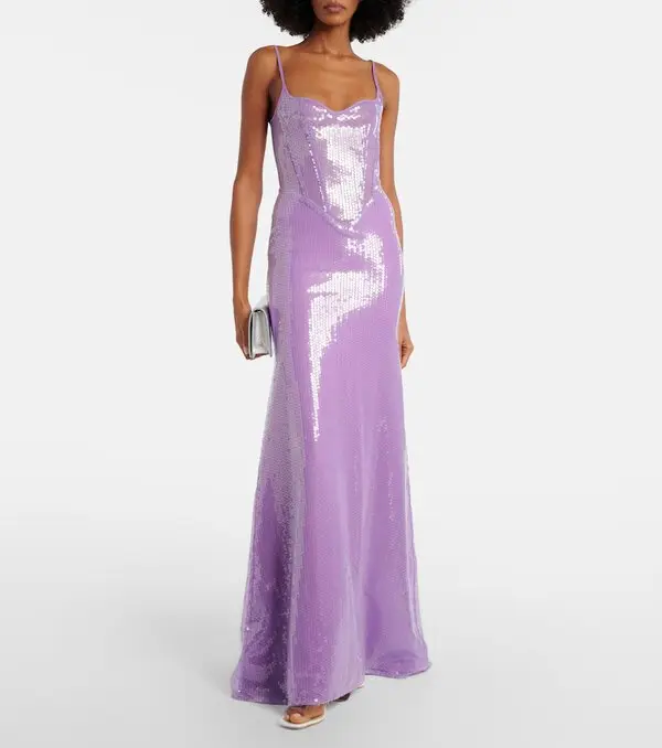 David Koma Sequined Corset Gown