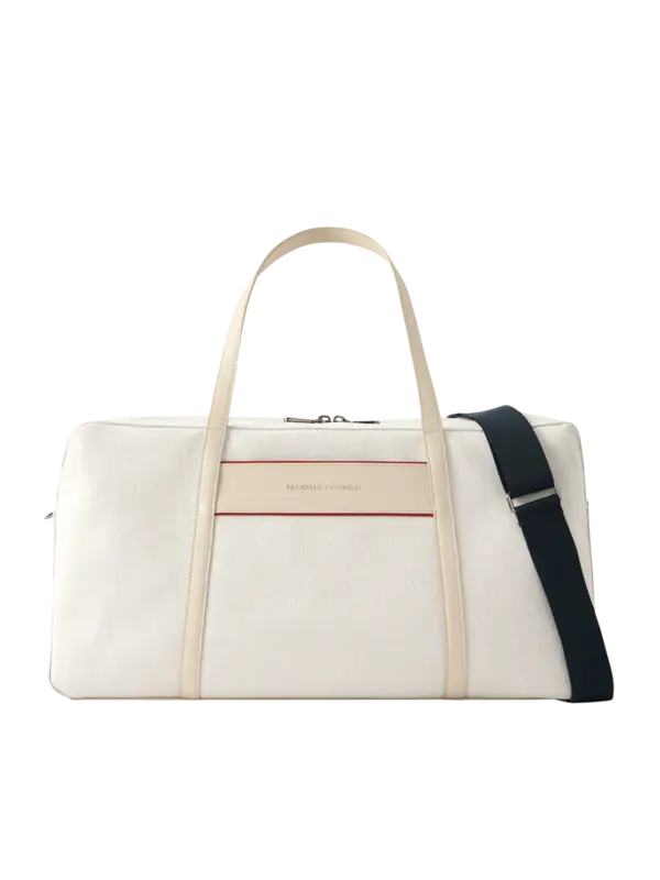 Brunello Cucinelli Leather-trimmed Canvas Tennis Bag - Neutrals