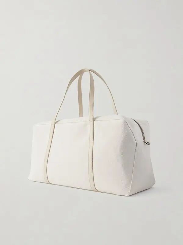 Brunello Cucinelli Leather-trimmed Canvas Tennis Bag - Neutrals
