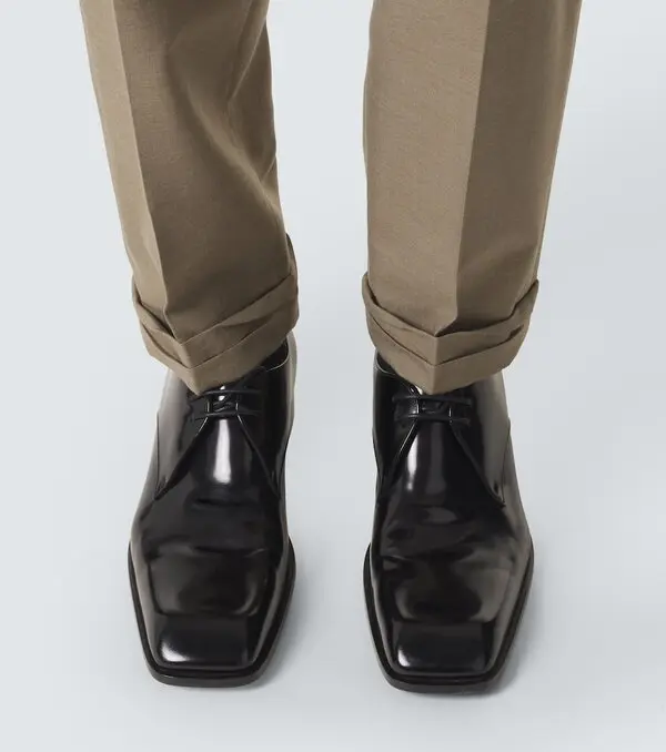 Saint Laurent Belted Wool Gabardine Slim Pants