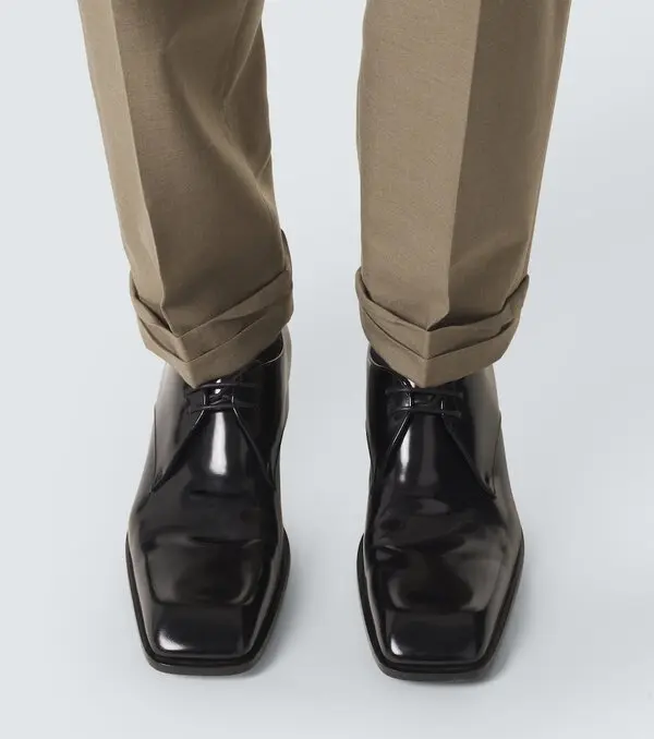 Saint Laurent Belted Wool Gabardine Tapered Pants