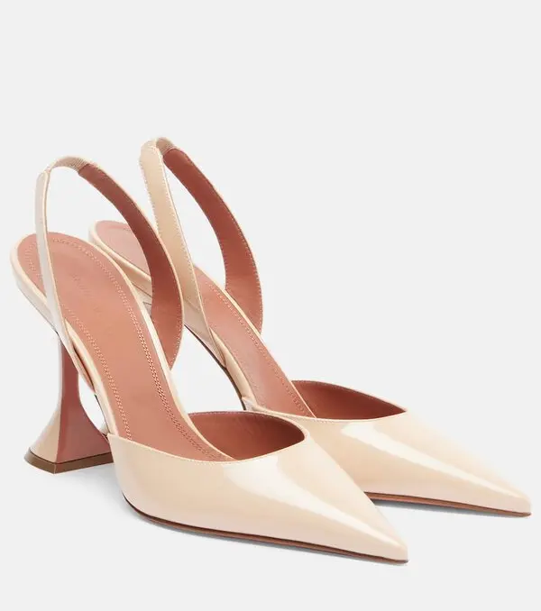 Amina Muaddi Holli 95 Patent Leather Slingback Pumps - Pink