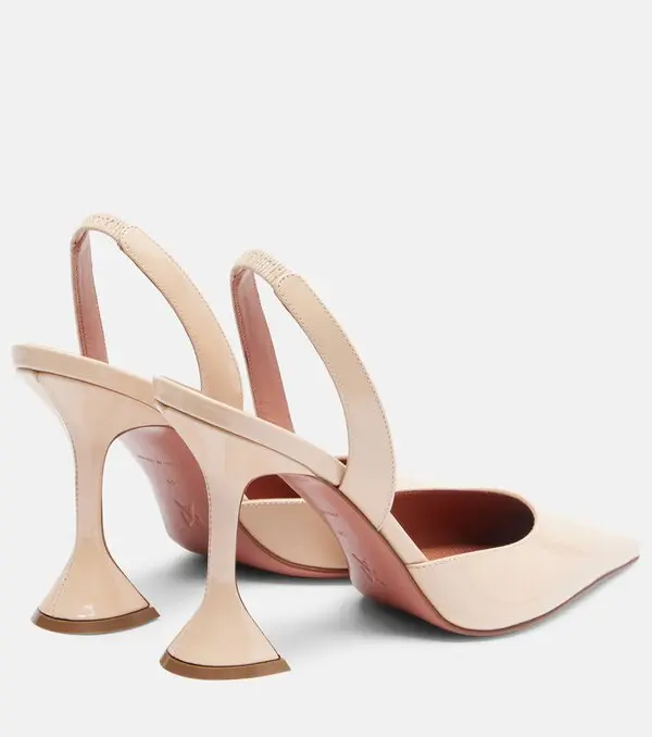 Amina Muaddi Holli 95 Patent Leather Slingback Pumps - Pink