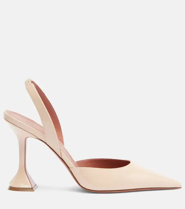 Amina Muaddi Holli 95 Patent Leather Slingback Pumps - Pink