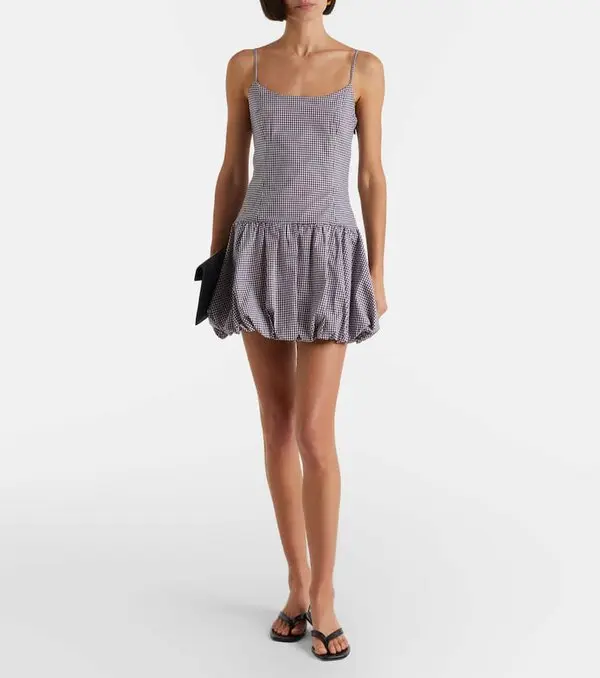 sachin and babi light blue dress Faithfull The Brand Pelea Gingham Cotton-Blend Minidress - Brown