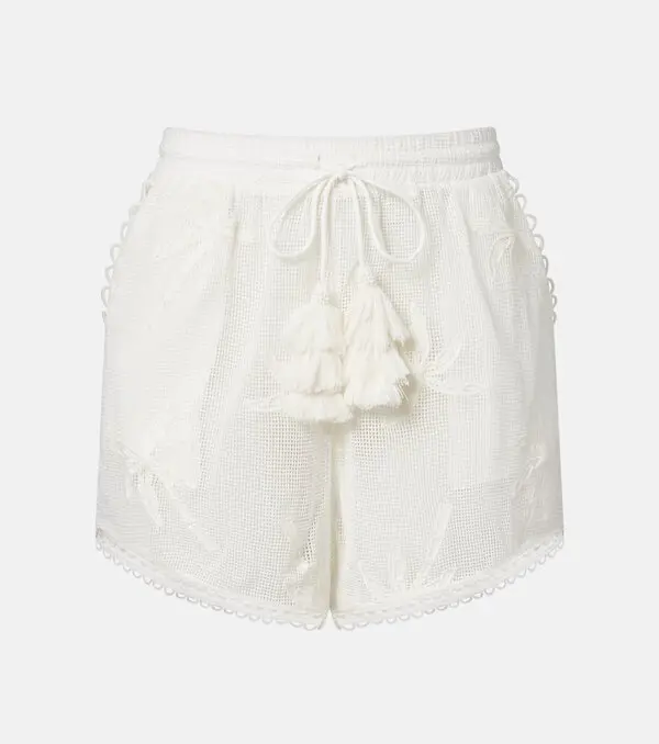 Farm Rio Embroidered Cotton Shorts