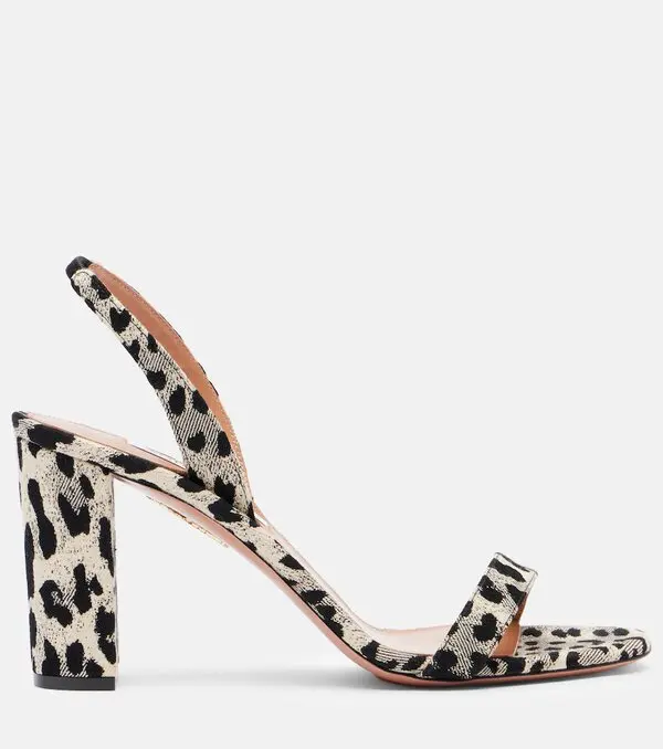 AQUAZZURA So Nude 85 Canvas Slingback Sandals - Black