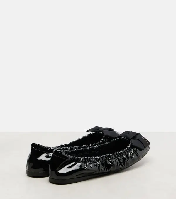 Prada Bow-detail Patent Leather Ballerinas