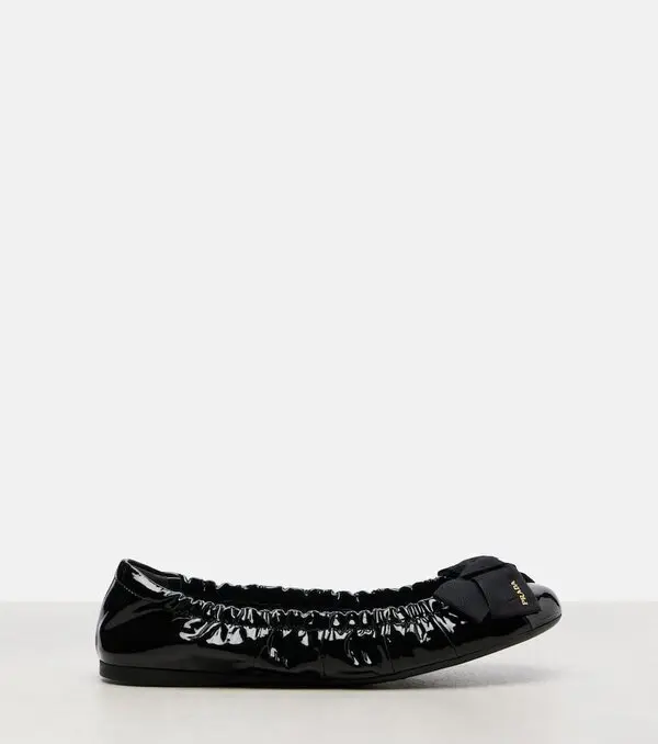 Prada Bow-detail Patent Leather Ballerinas