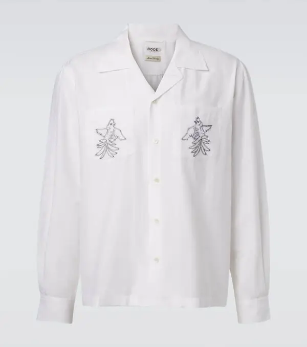 BODE Embroidered Cotton And Silk Shirt