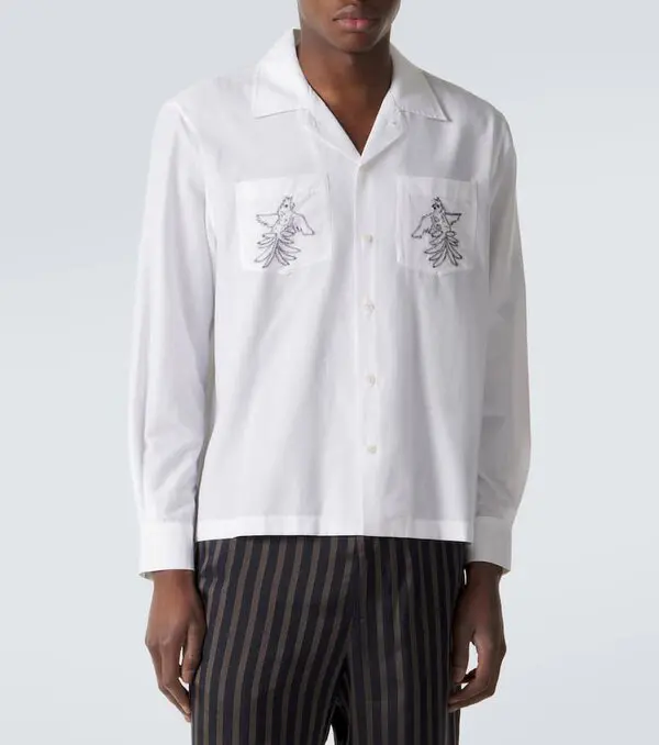 BODE Embroidered Cotton And Silk Shirt