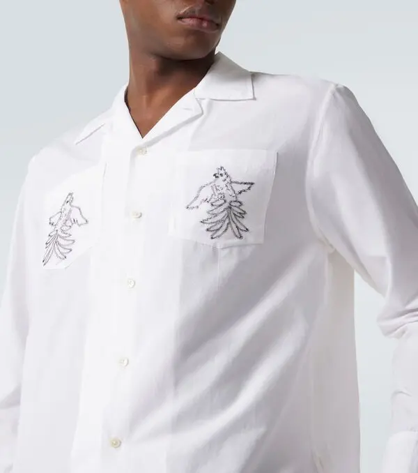 BODE Embroidered Cotton And Silk Shirt