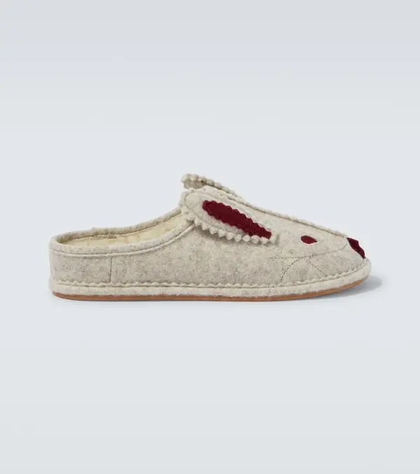 BODE Wool-blend Slippers - Beige