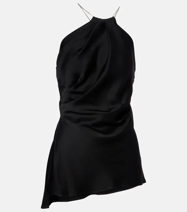 Victoria Beckham Draped Satin Top - Black